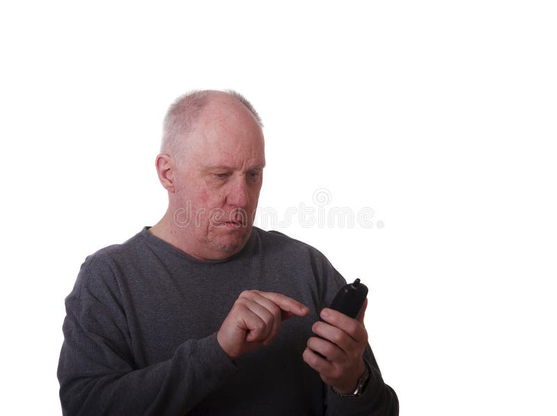 Scruffy Looking Older Man Looking Worried Stock Photo - Image of phone ...
