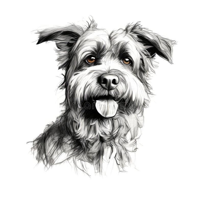 Scruffy Terrier Pencil Sketch on White Stock Illustration ...