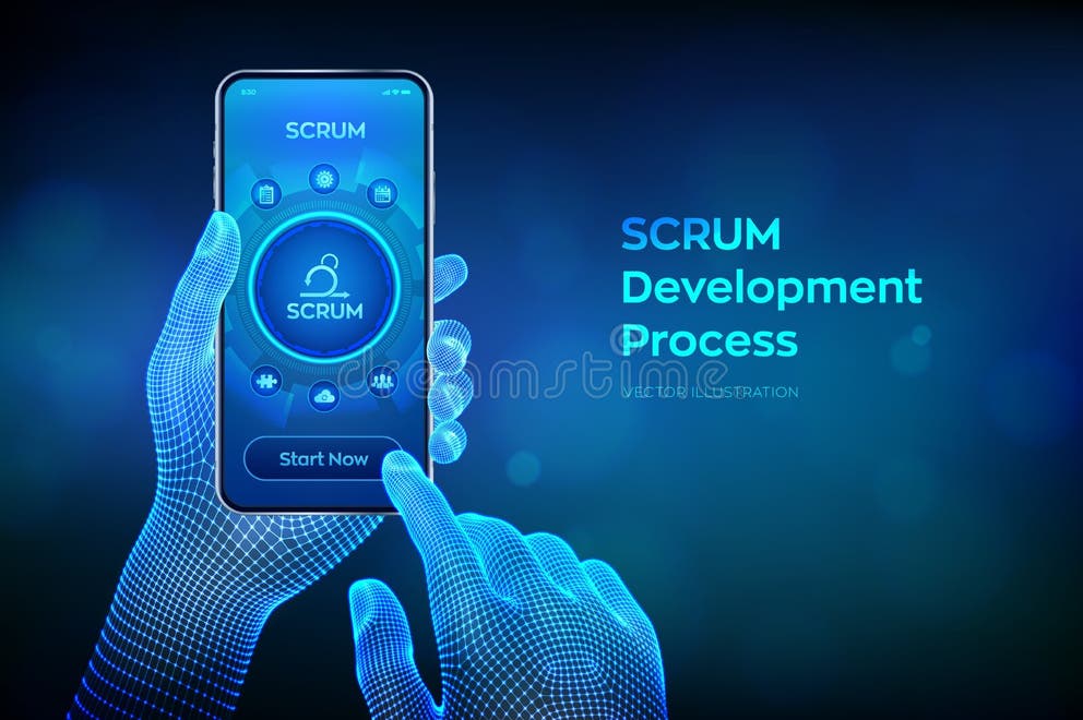 SCRUM. Agile Development Methodology Process. Iterative Sprint Methodology Stock Illustration ...