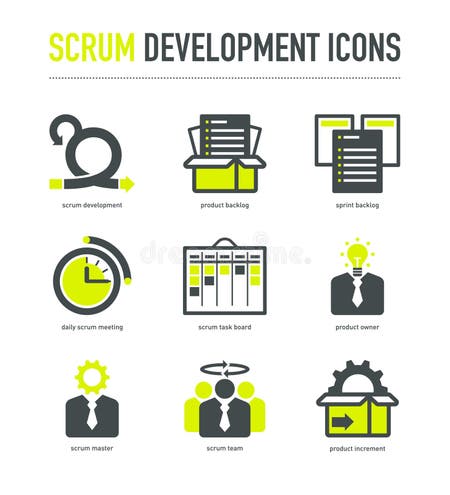 Scrum Development Methodology Icons Stock Vector - Illustration of ...