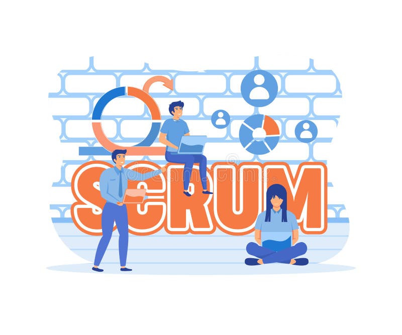 Scrum Framework. Concept with Keywords, Letters and Icons Stock Vector ...