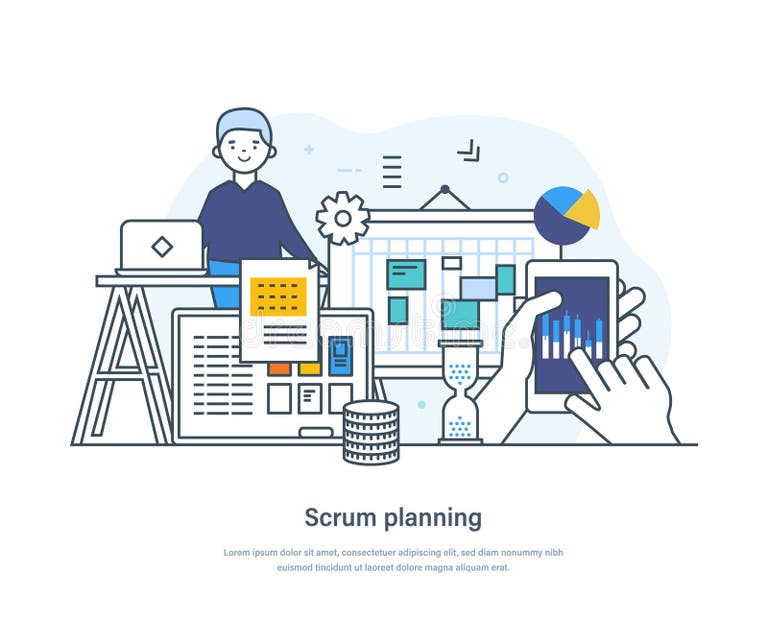 Scrum Planning Process Agile Development, Task Sprint Teamwork ...