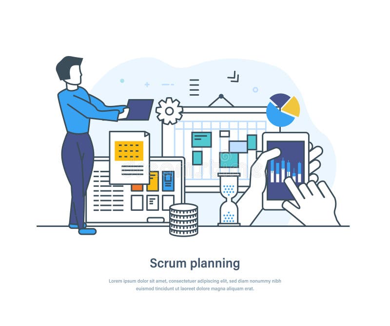 Scrum Planning Process Agile Development, Task Sprint Teamwork ...