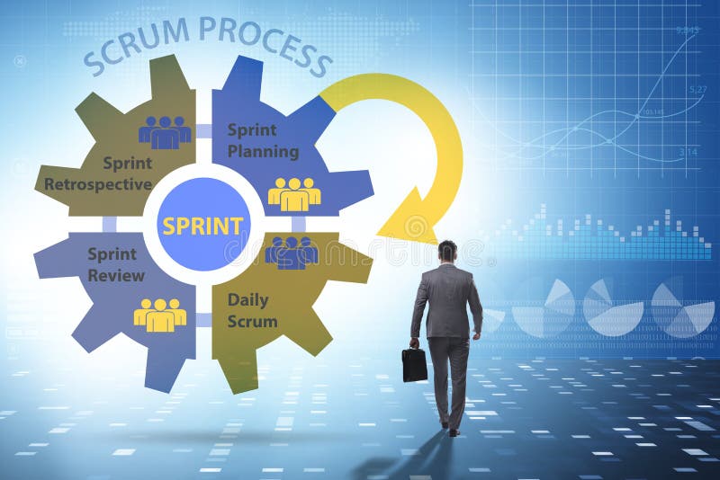 Scrum Process Illustration with Businessman Stock Image - Image of ...