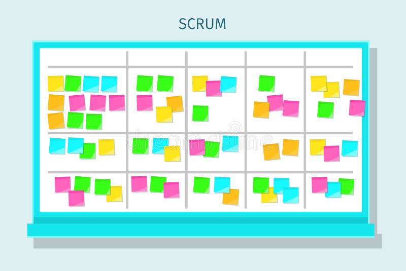 Scrum Task Board Whith Sticky Note Cards. Stock Vector - Illustration ...