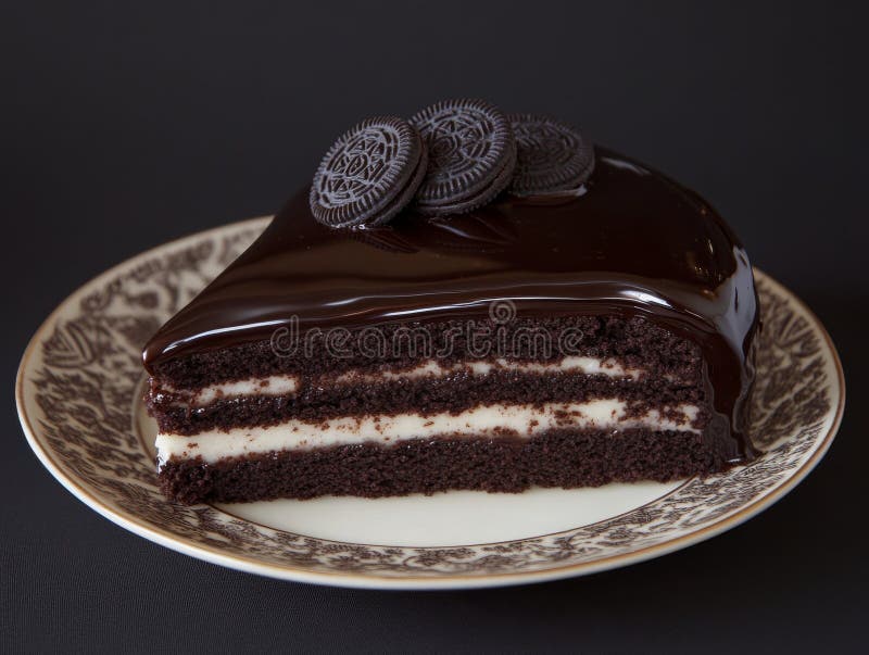 Scrumptious Chocolate Waffle Cake Garnished with Cookies Stock Image ...