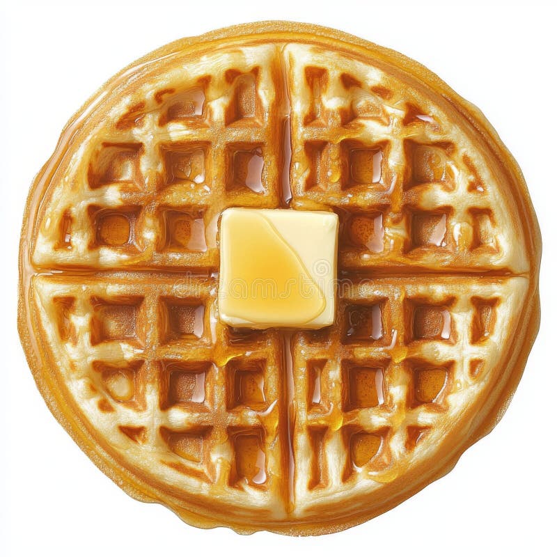 A Scrumptious Plate of Waffles with Butter and Syrup, Viewed from Above ...