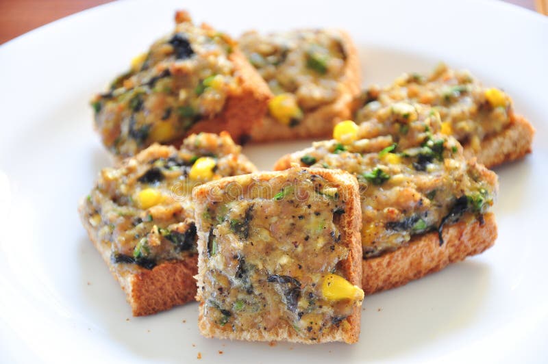 Pork bread stock photo. Image of meal, appetizer, piece - 99346214