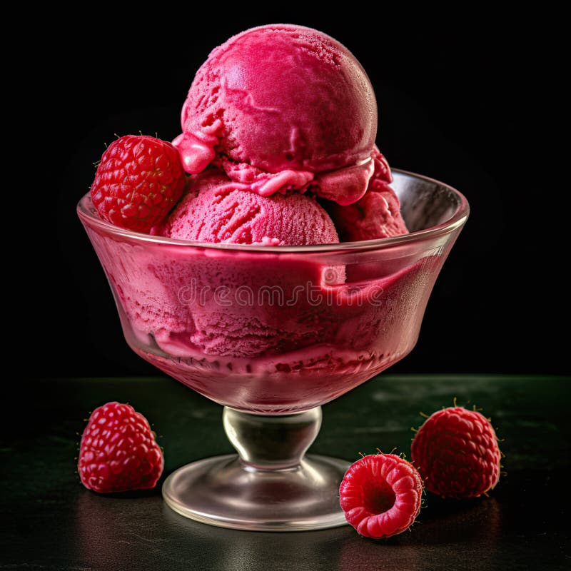 Scrumptious Raspberry Ice Cream Scoops in a Glass Container. Created ...