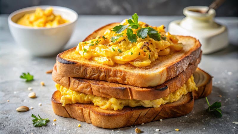 Scrumptious Scrambled Egg Sandwich Stack with Toasted Bread. Generative ...