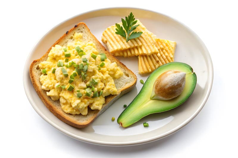 Scrumptious Scrambled Eggs Breakfast Sandwich with Avocado and Chips ...
