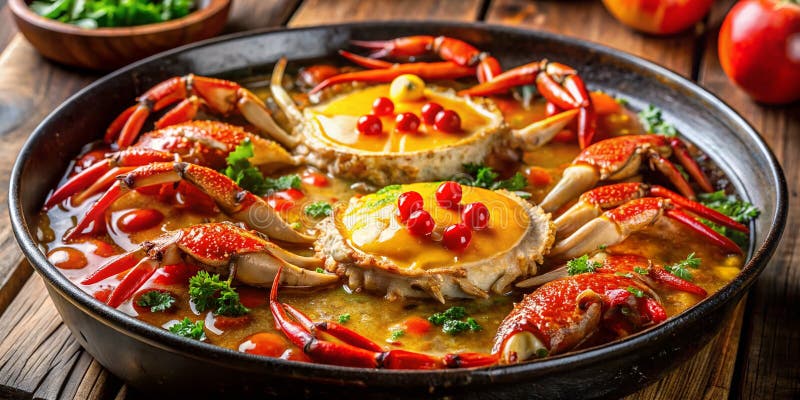 Scrumptious Sizzling Crab Egg Dish Captivating Seafood Photography for ...