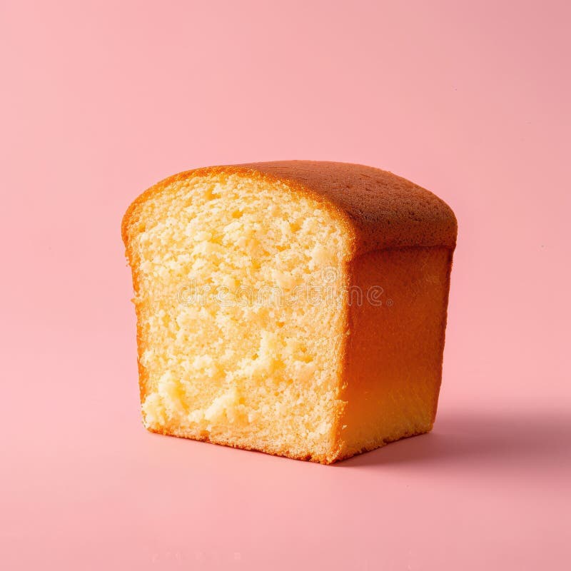 Scrumptious Slice of Soft and Fluffy Cake on Pink Background Stock ...