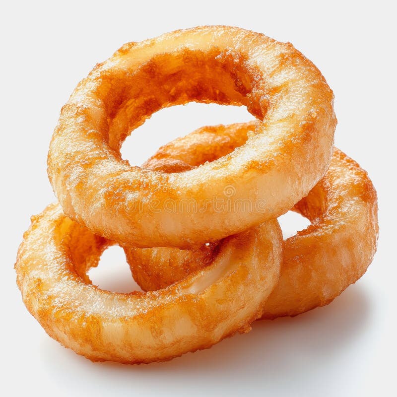 Deliciously Crispy Fried Onion Rings Stacked Neatly on a Bright ...