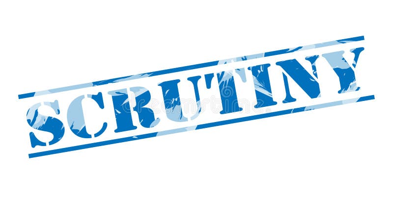 Scrutiny blue stamp stock illustration. Illustration of label - 98290537