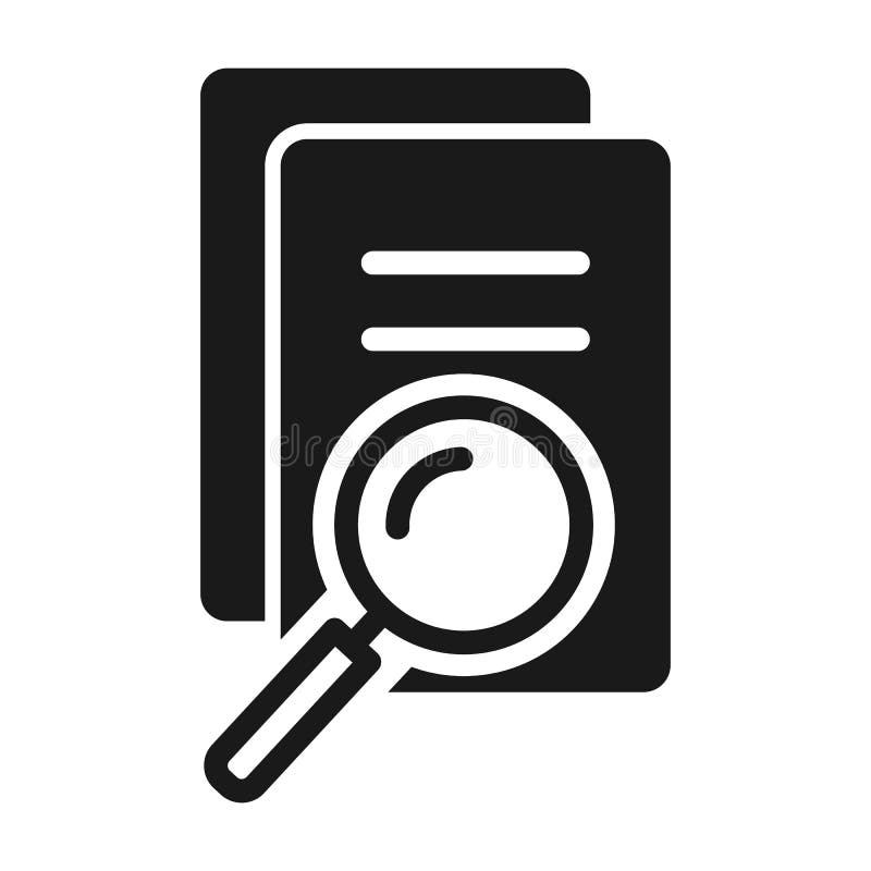 Scrutiny Document Plan Icon. Review Statement with Magnifier Loupe ...
