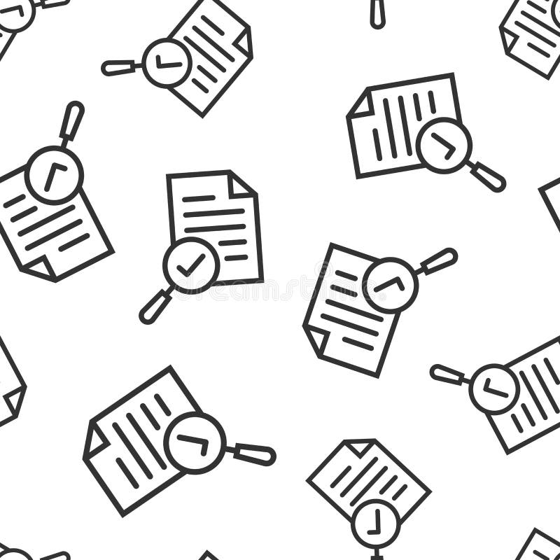 Scrutiny Document Plan Icon Seamless Pattern Background. Review ...