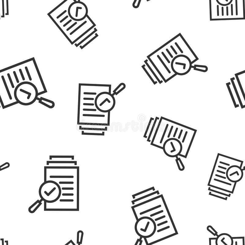 Scrutiny Document Plan Icon Seamless Pattern Background. Review ...