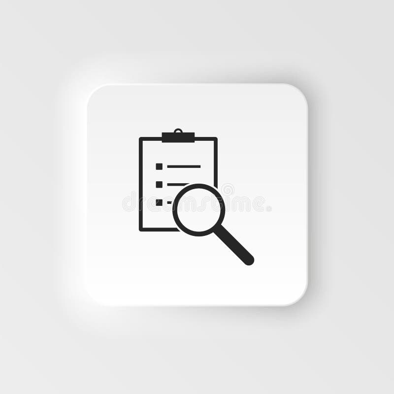 Scrutiny Document Plan Neumorphic Icon in Flat Style. Review Statement ...