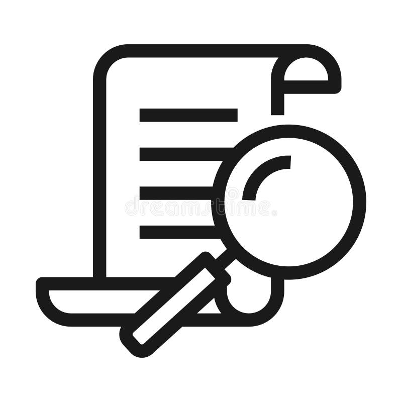 Scrutiny Document Plan Outline Icon. Review Statement with Magnifier ... Scrutiny Document Plan Outline Icon. Review Statement with Magnifier ...