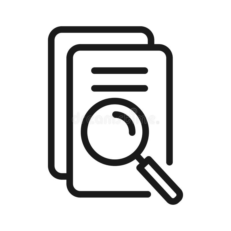 Scrutiny Document Plan Outline Icon. Review Statement with Magnifier ... Scrutiny Document Plan Outline Icon. Review Statement with Magnifier ...