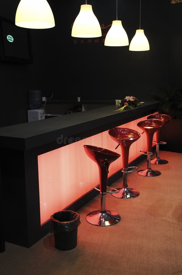 The Bar Counter with Three Chairs Stock Image - Image of liquor, cafe ...