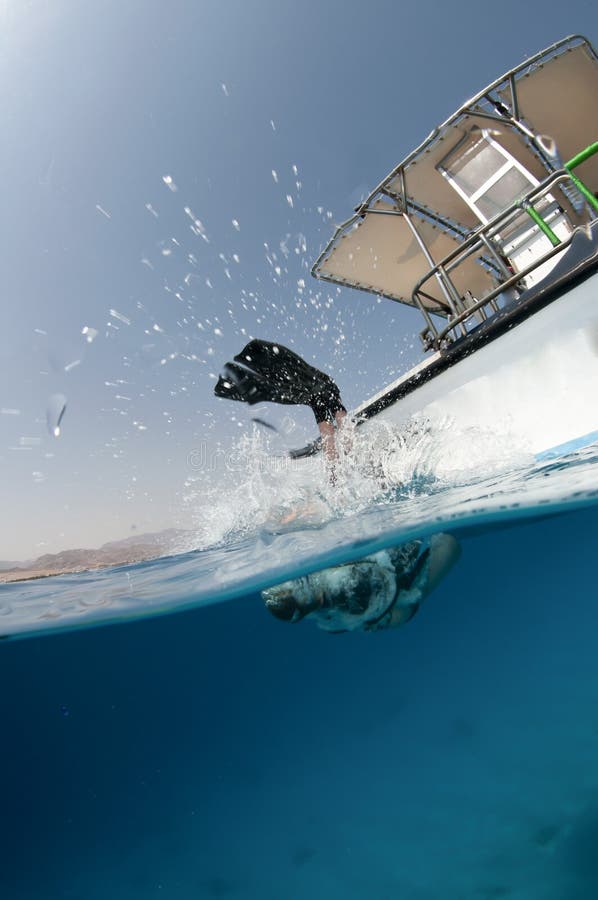 Scuba Diver Back Rolls in the Water Stock Image - Image of bubbles ...