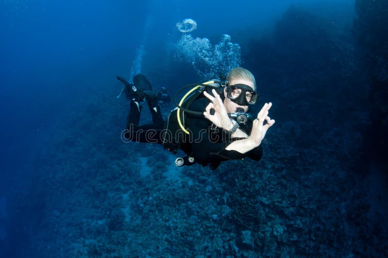 Scuba Diver Makes Sign Underwater Stock Photos - Free & Royalty-Free ...