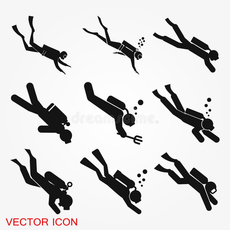 Scuba Diver Icon Vector Sign Symbol for Design Stock Vector ...