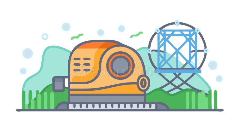 Scuba Diver with Machine Vector Illustration, Deep Sea Technology ...