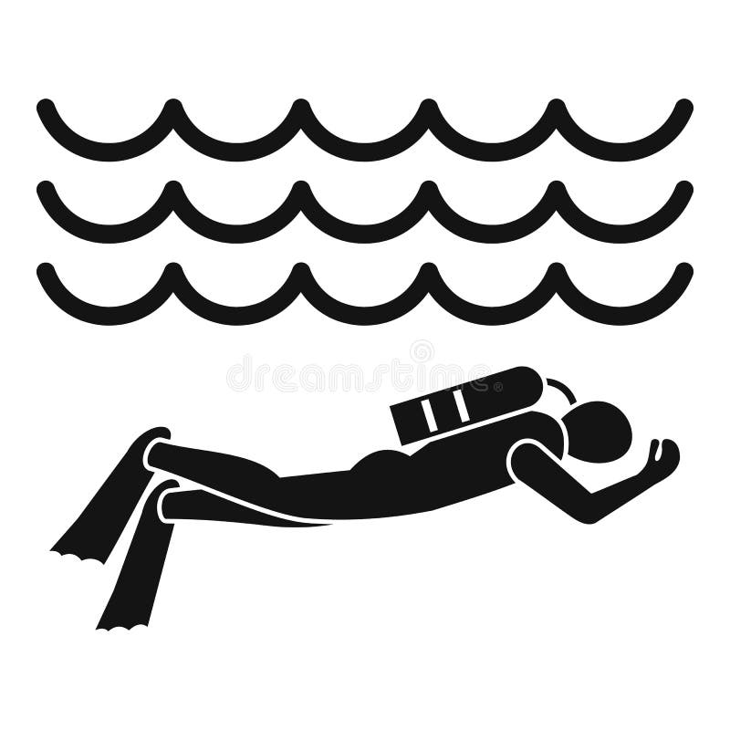 Scuba Diver Man in Diving Suit Icon, Simple Style Stock Vector ...