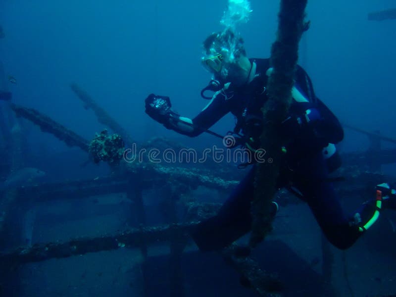 Scuba Diver Photographing Frog Fish Philippines Stock Photo - Image of ...