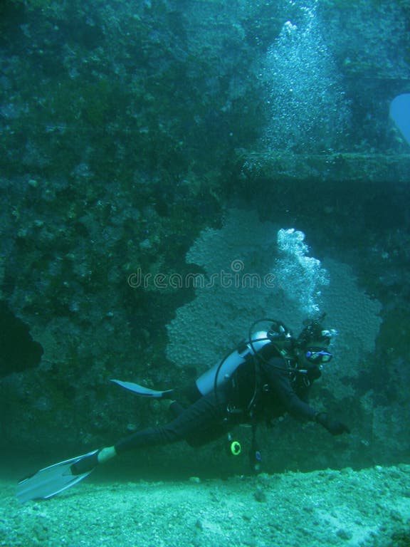 Scuba Diver Seabed Wreck Explorer Stock Image - Image of philippines ...