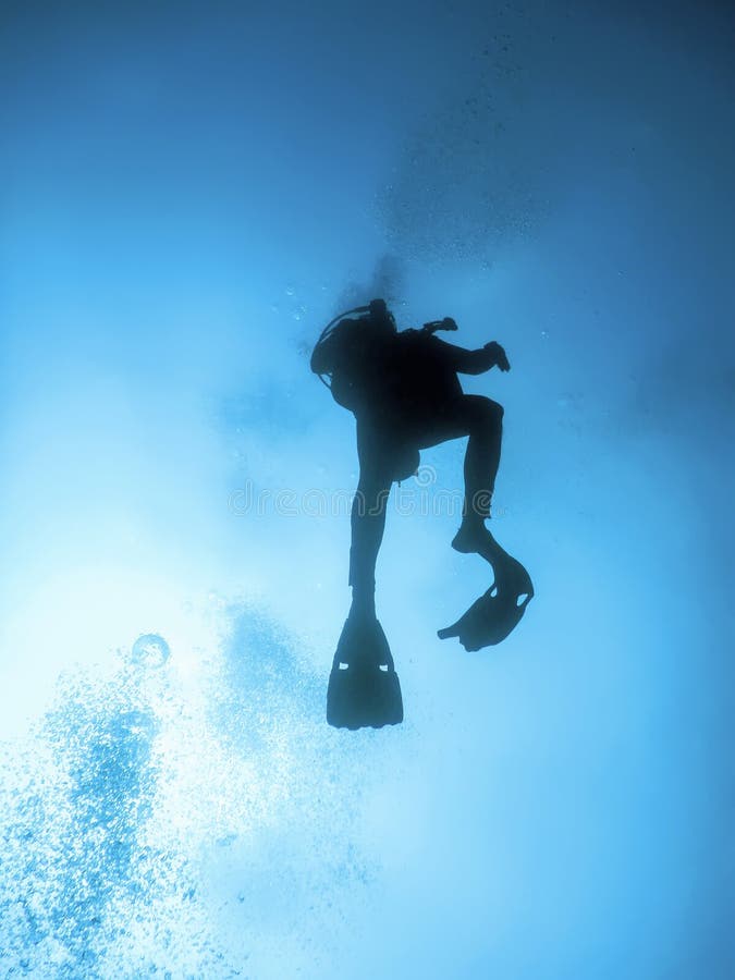 Scuba Diver Silhouettes Blue Water Stock Image - Image of journey ...