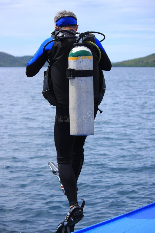 Scuba Diver Takes the Plunge Stock Photo - Image of tank, water: 13066506