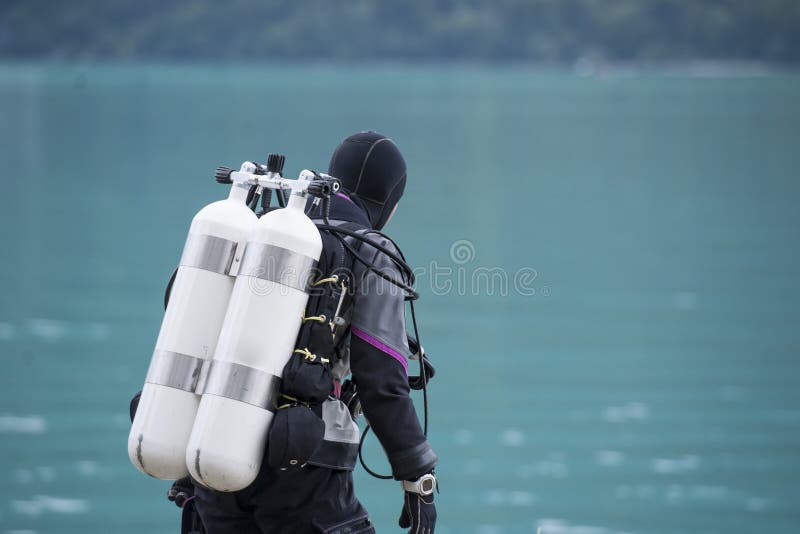 Scuba Diver Ready To Enter the Water Stock Photo - Image of scuba ...
