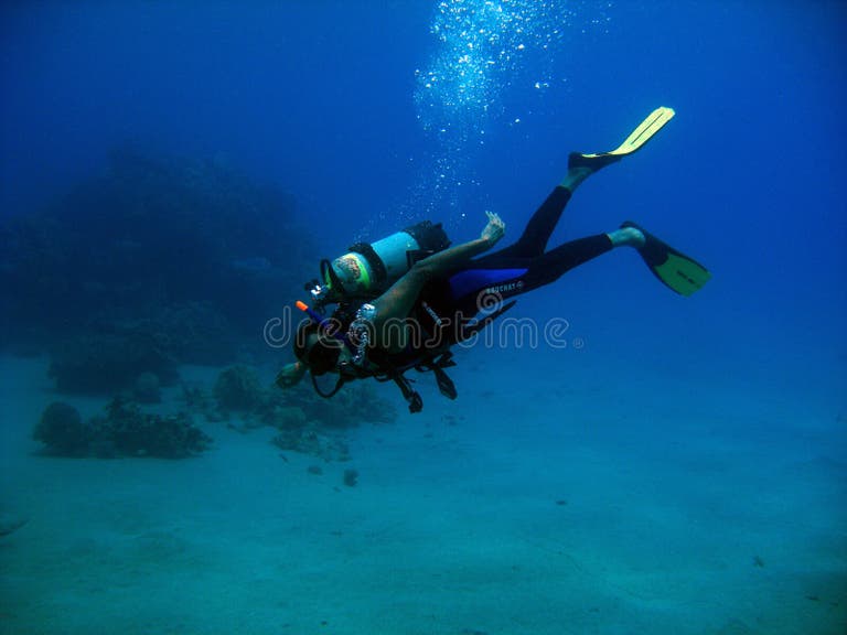 Scuba Diving in the Deep Blue Editorial Photography - Image of oxygen ...