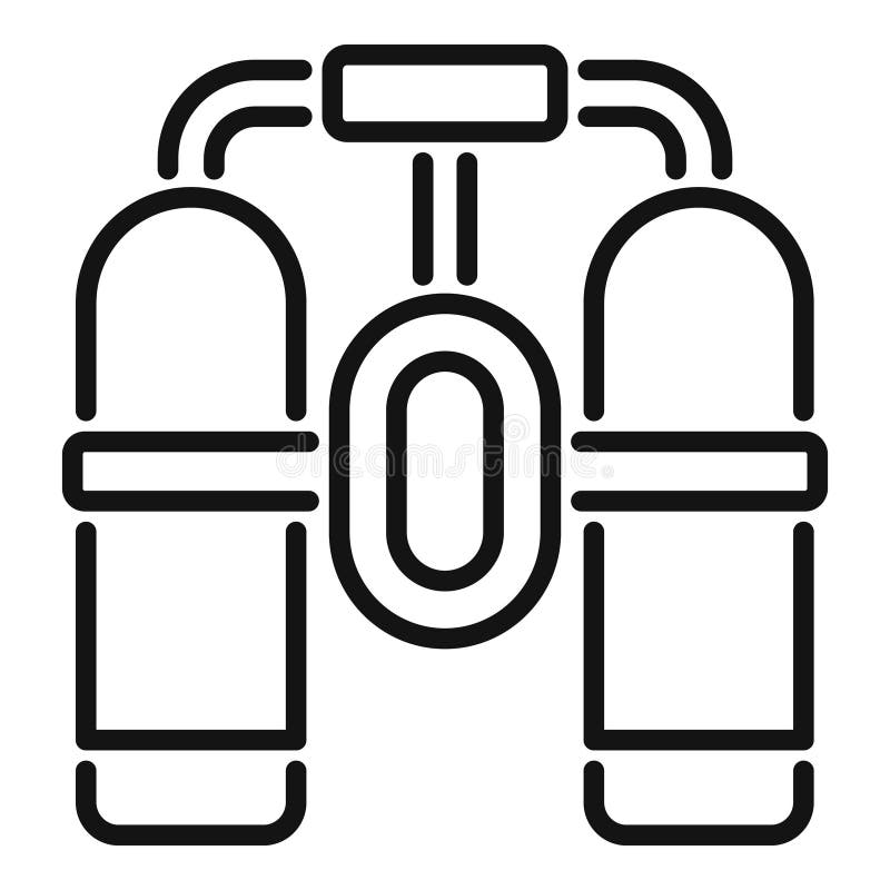 Scuba Diving Gear with Double Tank and Oxygen Mask Icon Stock ...