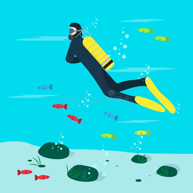 Scuba Diving Illustration - Vector Stock Vector - Illustration of ...