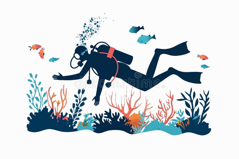 Scuba Diving Isolated Vector Style Stock Vector - Illustration of diver ...