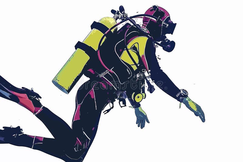 Scuba Diving Isolated Vector Style Stock Vector - Illustration of ...