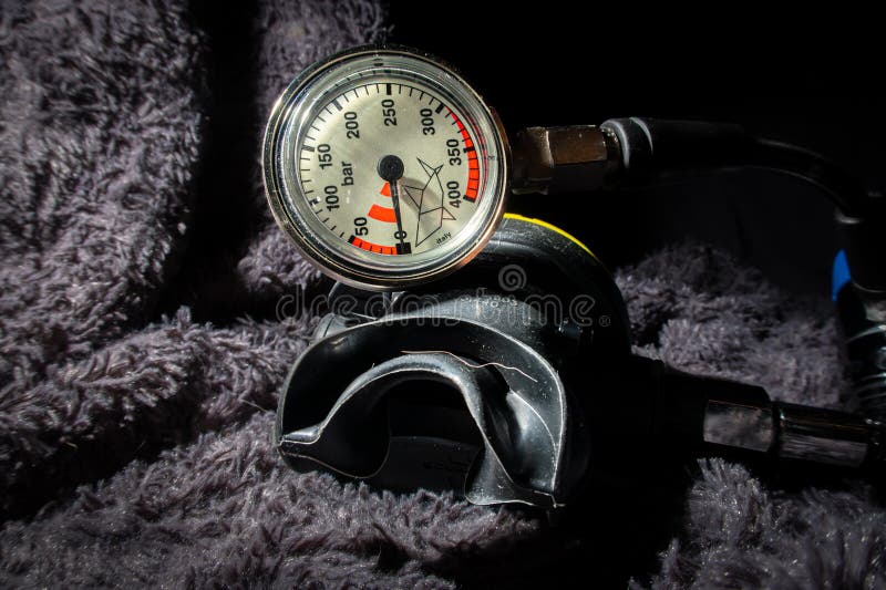 Scuba Diving Pressure Gauge and a Second Stage Air Regulator Close Up ...