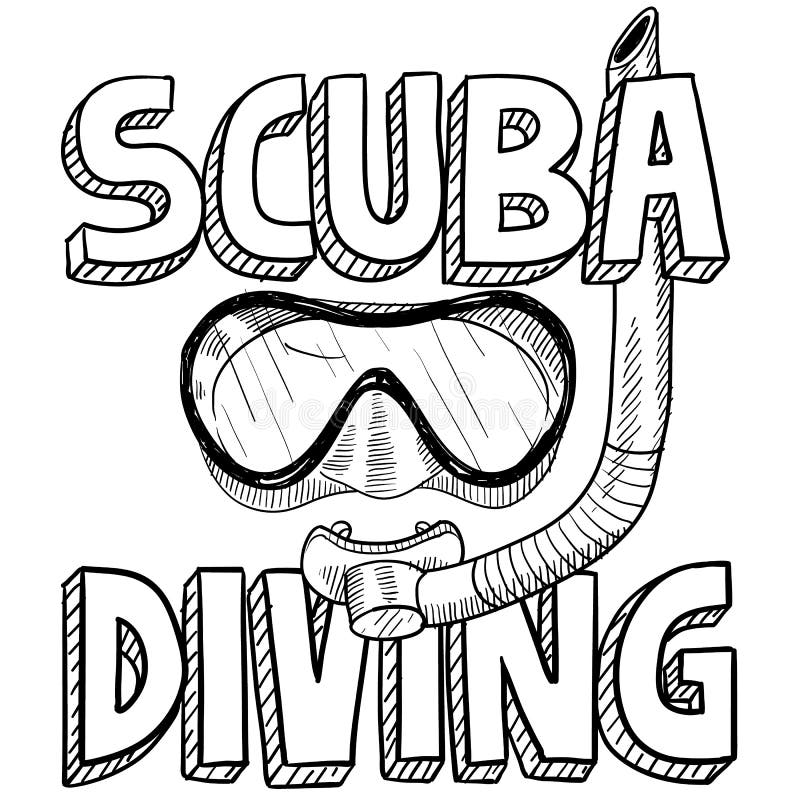 Scuba diving sketch stock vector. Illustration of swimming - 29310438