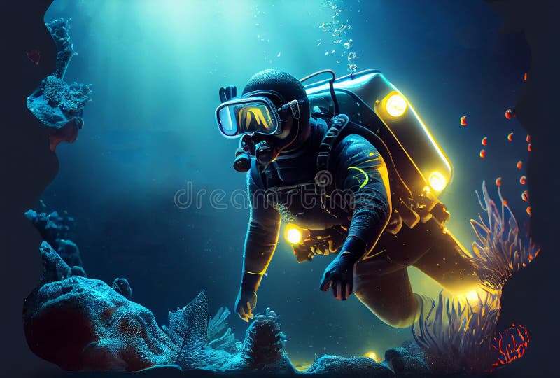 Scuba Diving Sport Background. Illustration AI Generative Stock Photo ...