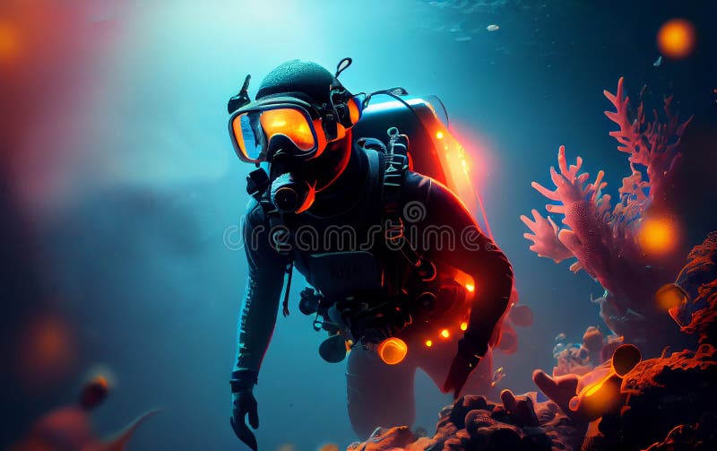 Scuba Diving Sport Background. Illustration AI Generative Stock ...