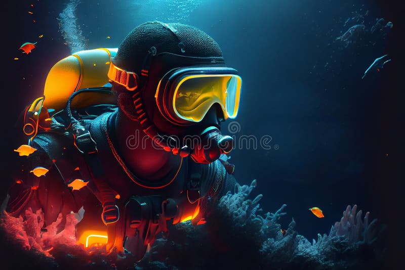 Scuba Diving Sport Background. Illustration AI Generative Stock Image ...