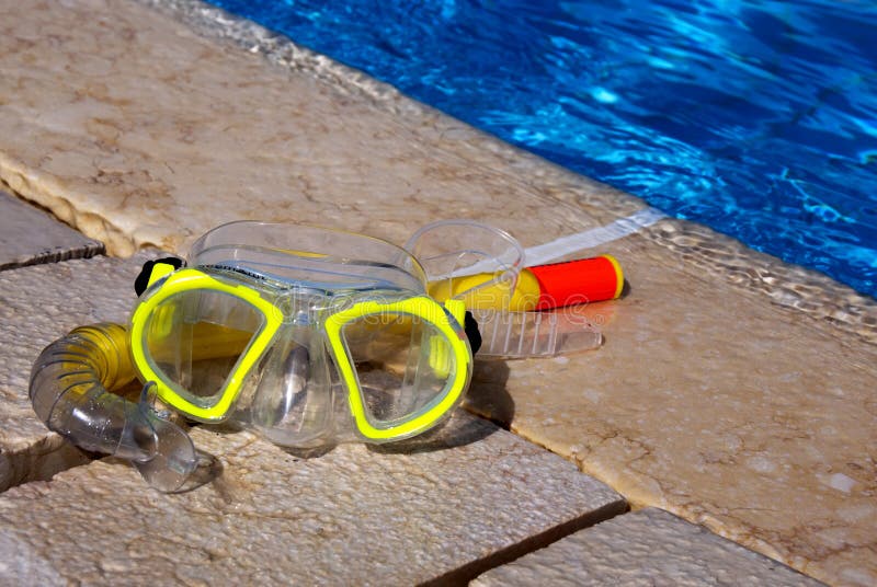 Scuba Mask and Swimming Pool Stock Photo - Image of light, season: 13171532