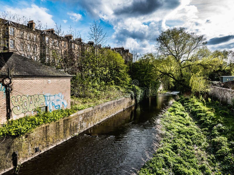 Scudding Clouds Over Water of Leith, Early Spring, Edinburgh, Scotland ...
