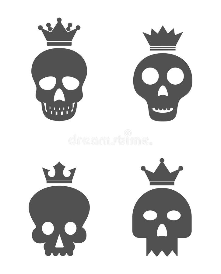 Scull with crown icon stock vector. Illustration of bone - 266223956