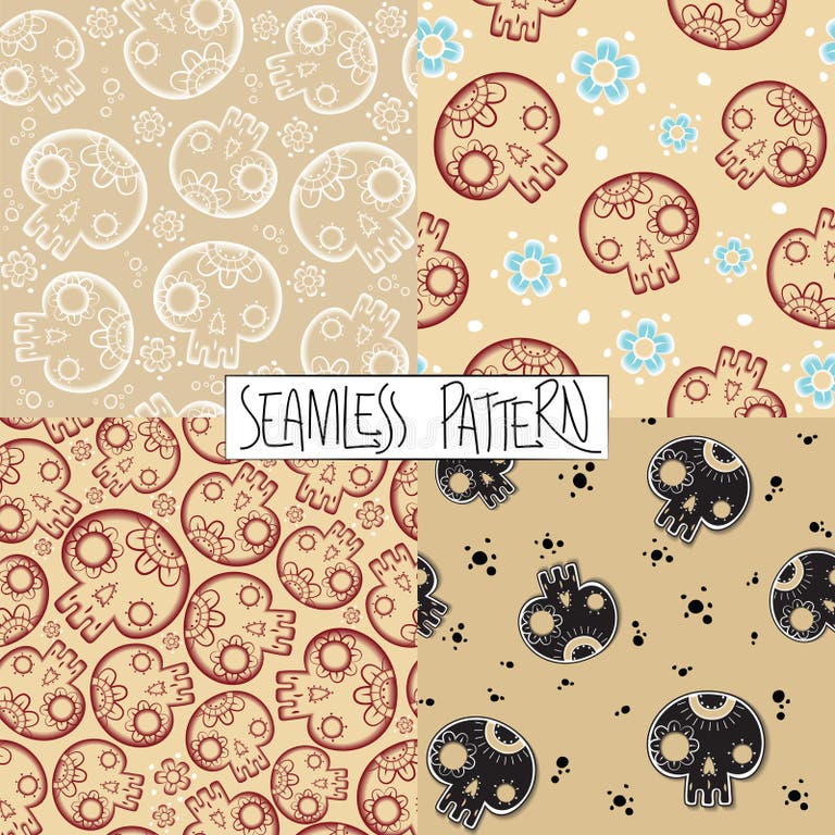Skulls Vector Pattern Stock Illustrations – 2,674 Skulls Vector Pattern ...